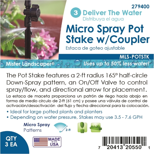 Mister Landscaper Drip Irrigation and Micro Spray. Micro Spray Pot Stake
