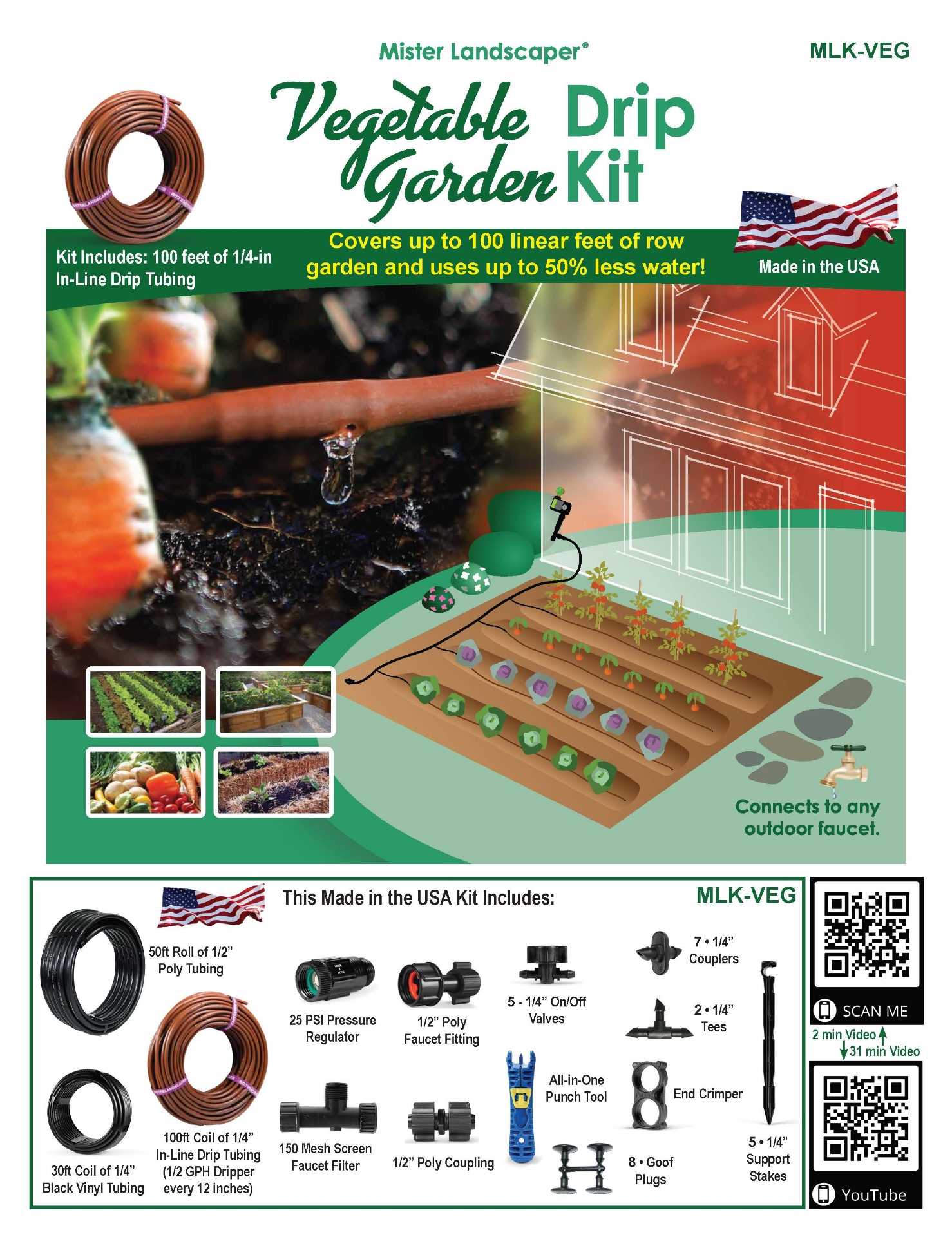 Mister Landscaper Drip Irrigation and Micro Spray. Vegetable Garden ...